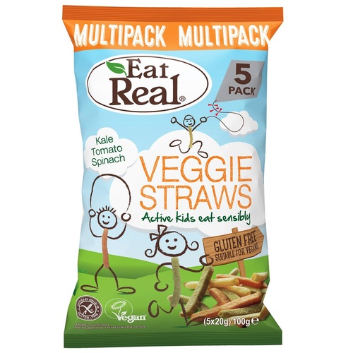 Buy Eat Real Veggie Straws Multipack (5x20g) 100g Online | Sunnybrook